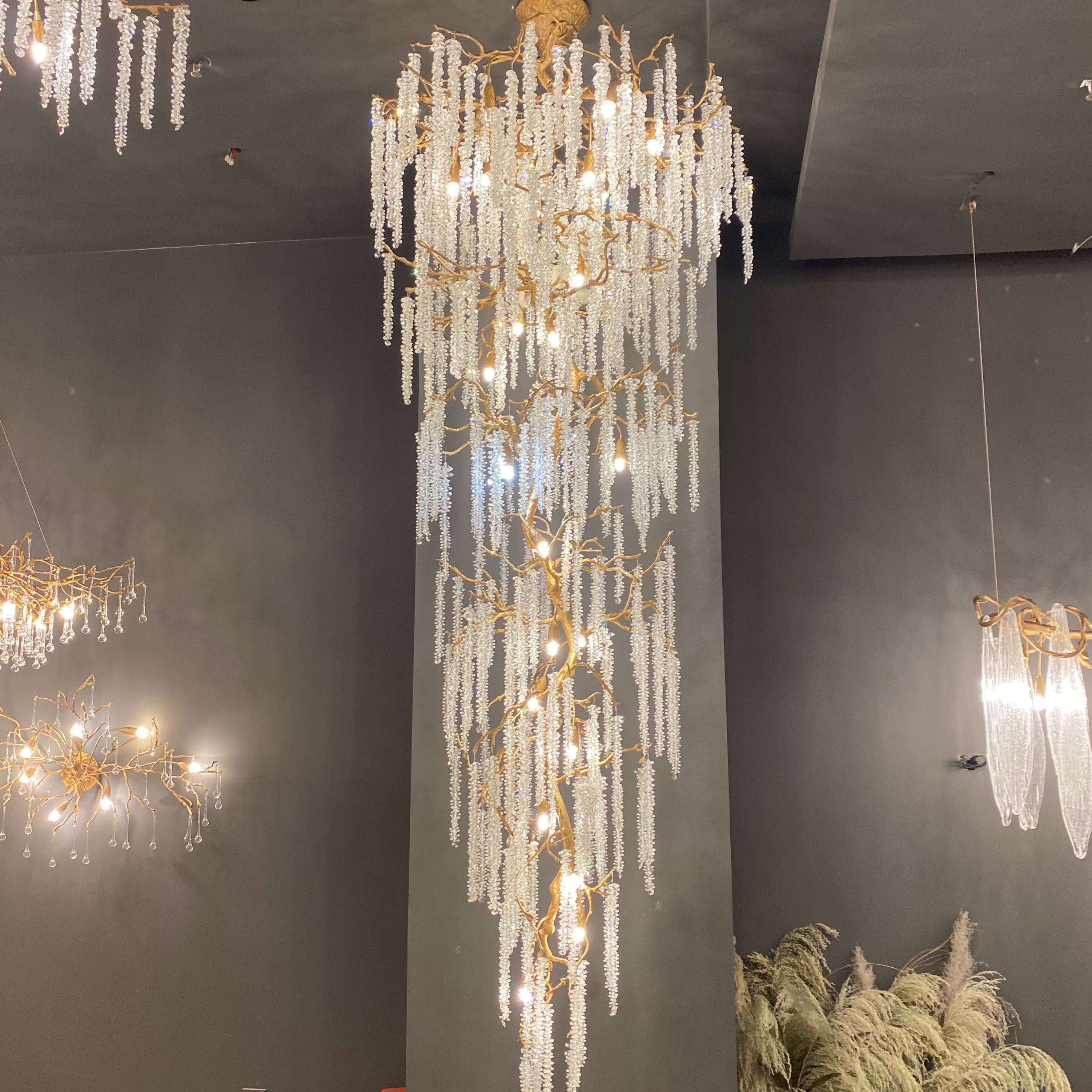 Extra Large Crystal Icicle Tree Branch Chandelier for Staircase/Hallwa