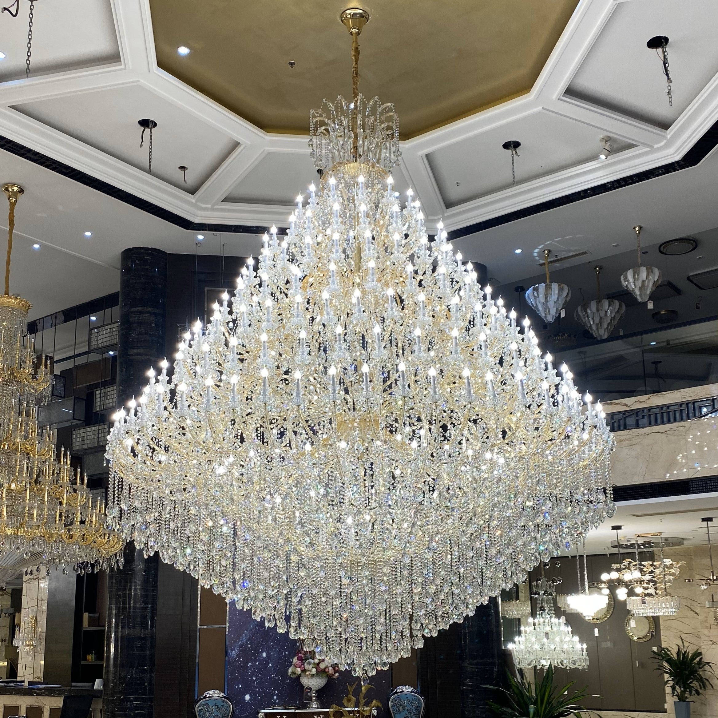 Extra Large Multi-tiered Candle Light Crystal Chandelier for Hotel/Res