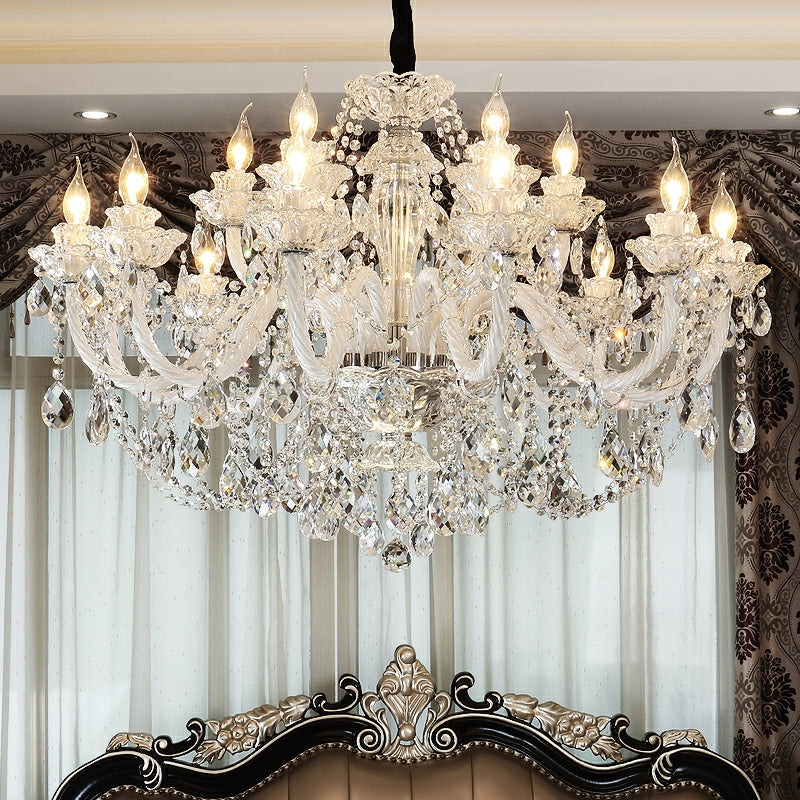 Rustic Antique European Candle Crystal Chandelier Popular Farmhouse Ce